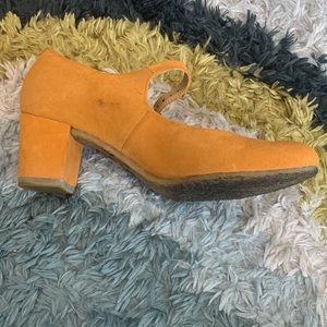 Clarks | Shoes | Mustard Yellow Block Heel Mary Janes Size | Poshmark